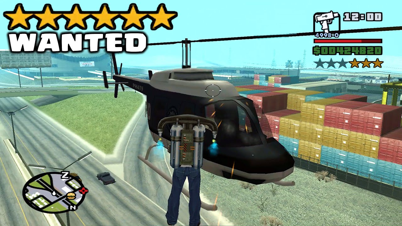 ⭐⭐⭐⭐⭐⭐WANTED LEVEL WITH JETPACK IN GTA SAN ANDREAS | HOW TO GET 6 STAR ...