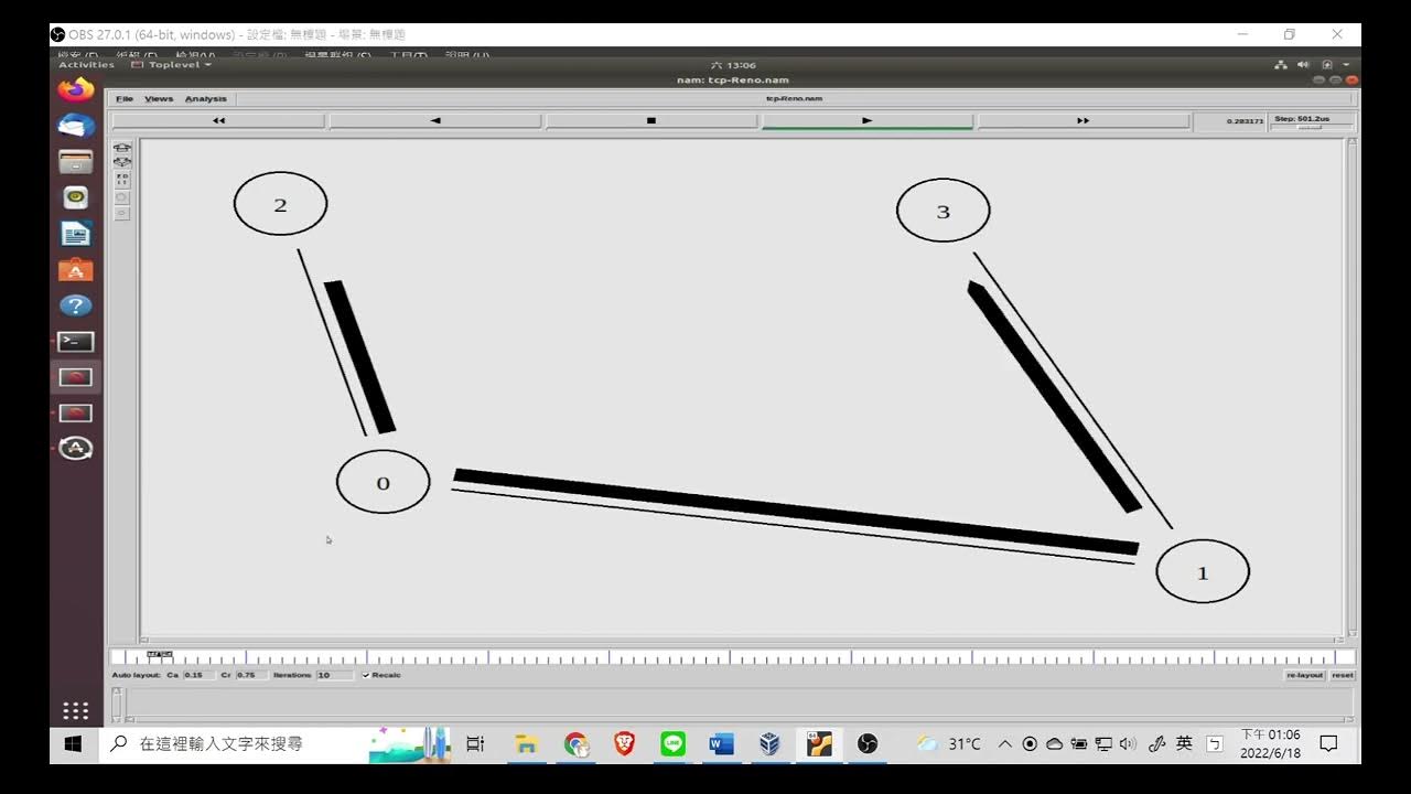 TCP congestion control：ns2 simulation TCP-Reno - YouTube