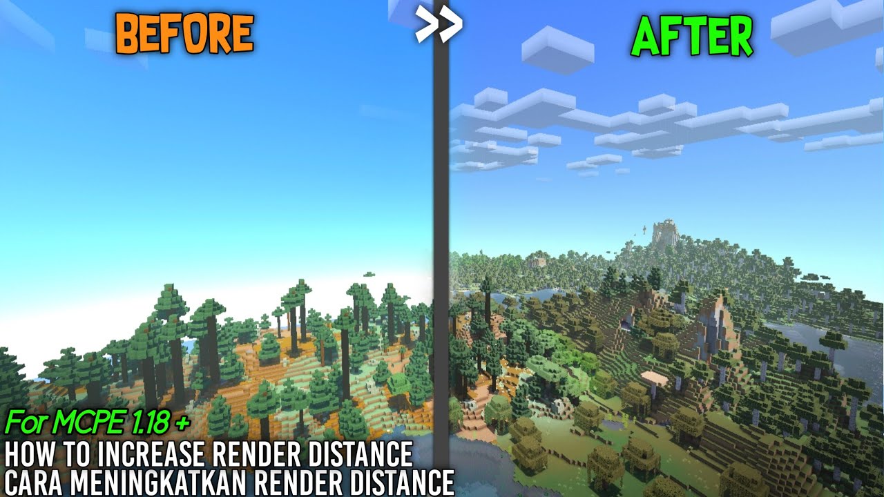 How To increase Render Distance Mcpe 1.18+ || Cara Meningkatkan Render ...