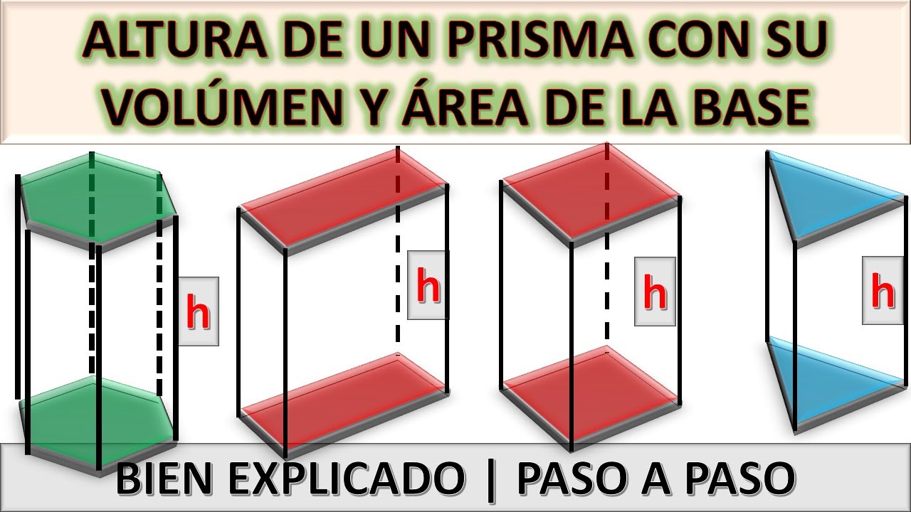 ALTURA DE UN PRISMA CON SU VOLUMEN Y AREA DE LA BASE | PASO A PASO ...