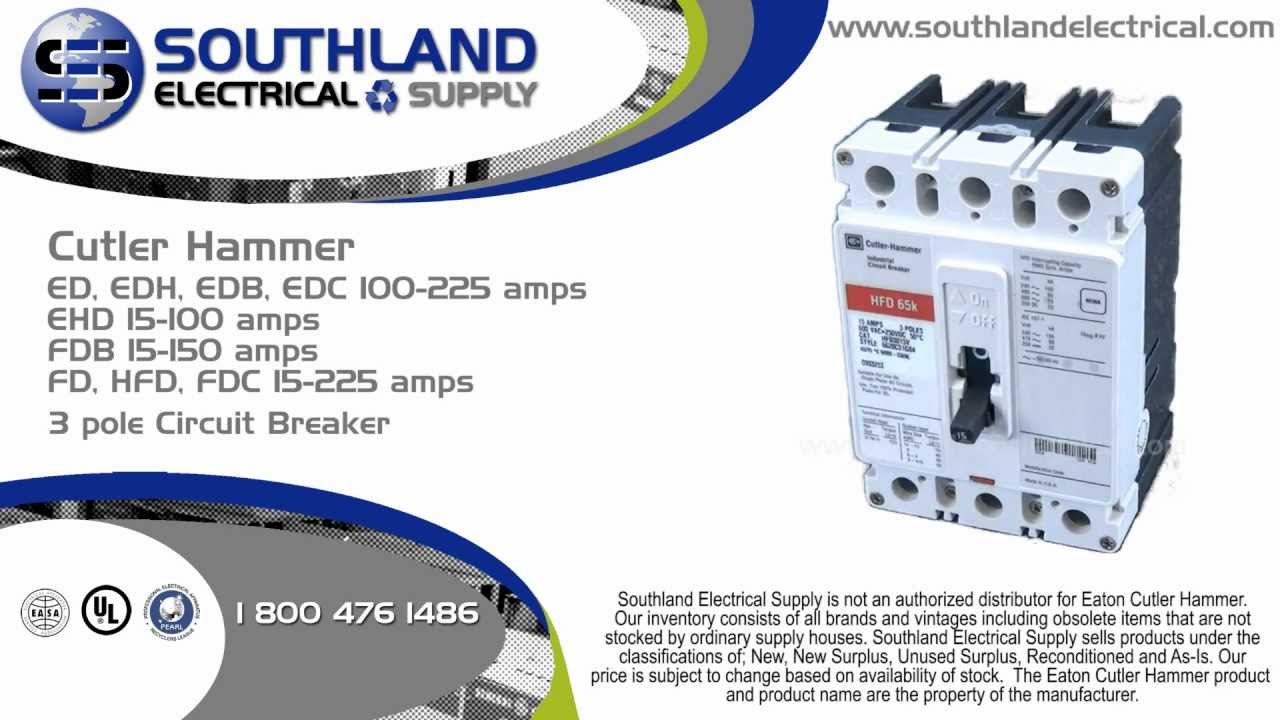 Eaton Cutler Hammer HFD3015, 15 Amp, 3 Pole Circuit Breaker - YouTube