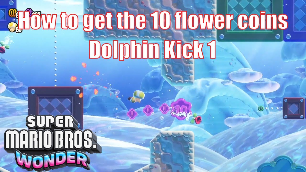 How to get all the 10 flower coins in Dolphin Kick 1, guide | Super ...