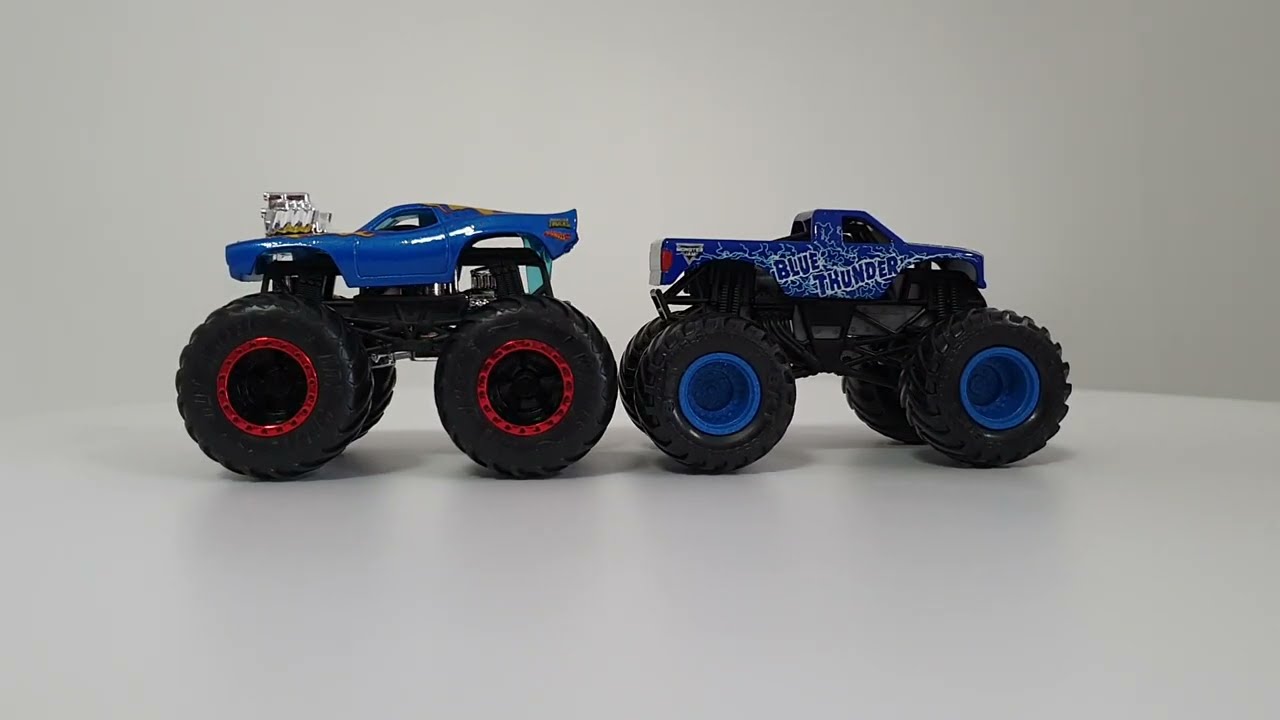 Face-off#014 - RODGER DODGER vs BLUE THUNDER - 1:64 Car & Monster Truck ...