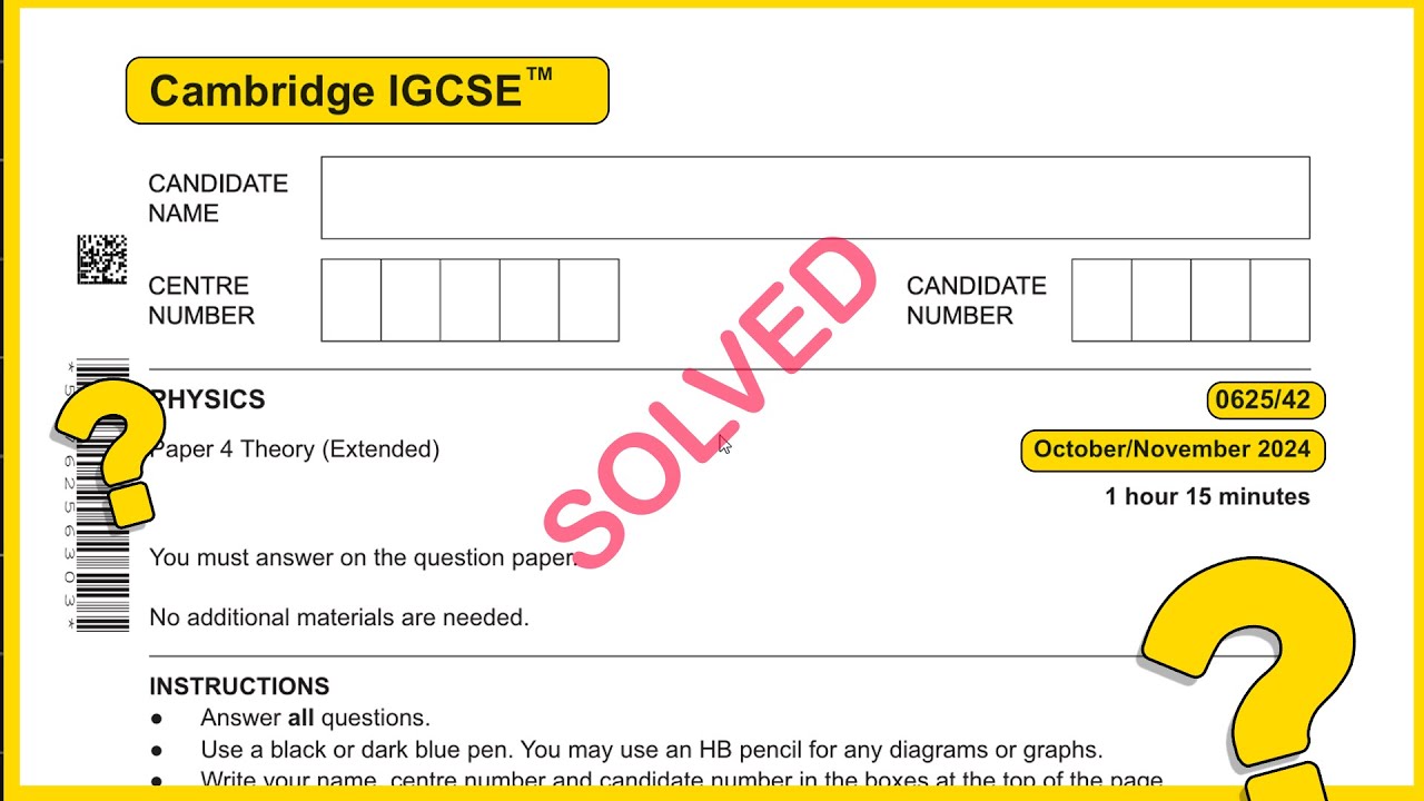 IGCSE Physics 0625 Oct Nov 2024 Paper 42 SOLVED!! - YouTube