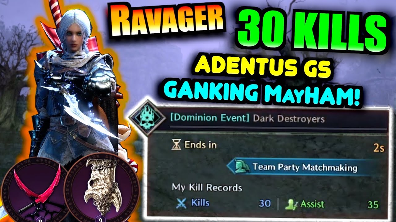 GANKING 30 KILLS in IMMORTALITY ADENTUS GS MayHAM! | PvP Play By Play ...