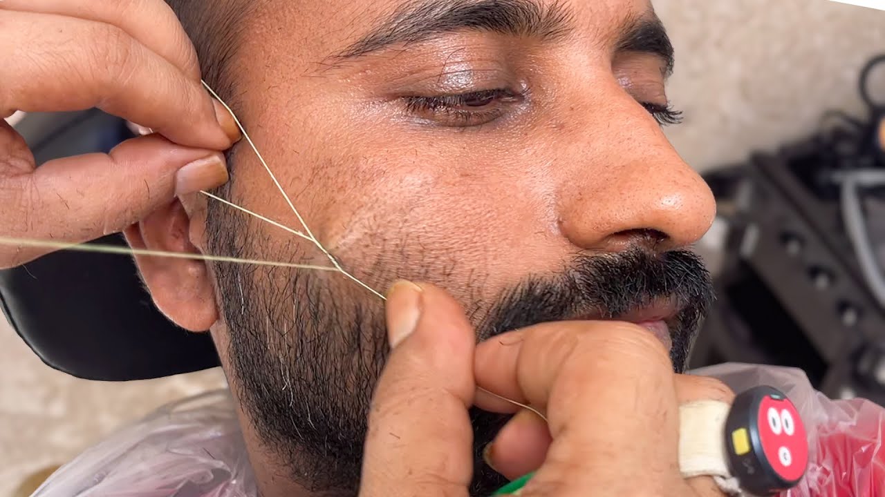 Beard Threading ASMR Experience with FACE Hair Removal! - YouTube