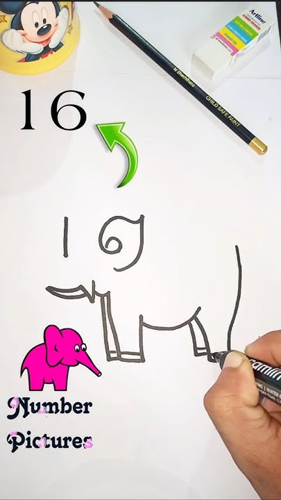 How To Drawing Elephant Using Number 16|Pencil Drawing|Easy Drawing # ...