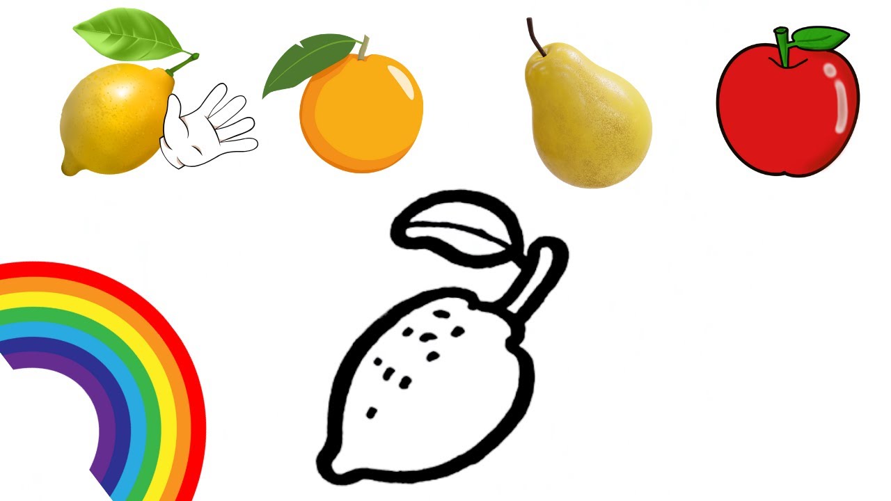 Obst zeichnen und malen für Kinder. Obst und Farben lernen auf Deutsch ...