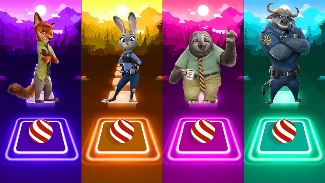 Nick 🆚 Judy 🆚 Flash 🆚 Chief Bogo | Zootopia | Tiles Hop - YouTube
