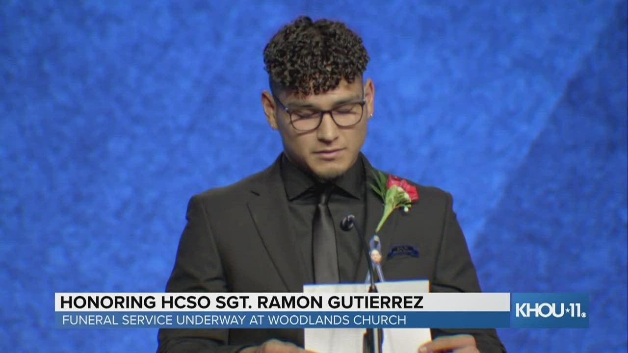 Sgt. Ramon Gutierrez's son, Alfredo, speaks at his father's funeral ...