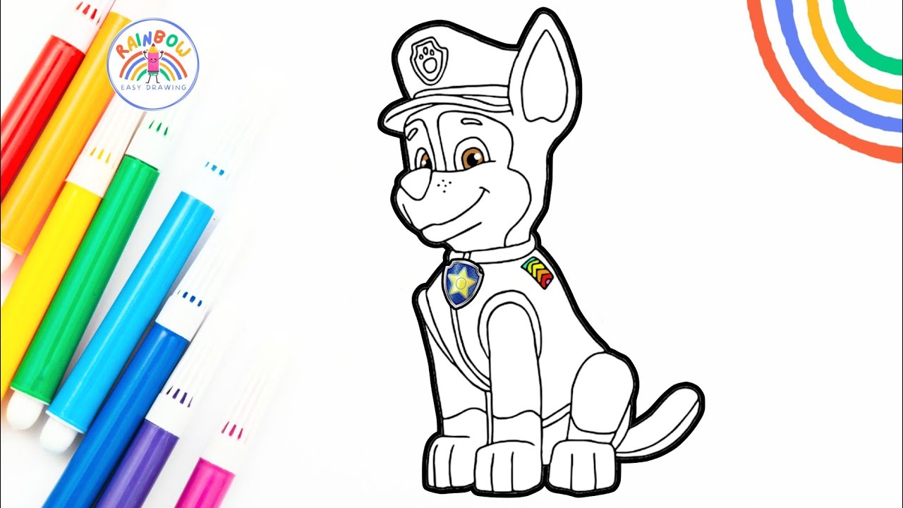 Chase PAW Patrol the Movie Drawing Easy | How to Draw Chase from PAW ...