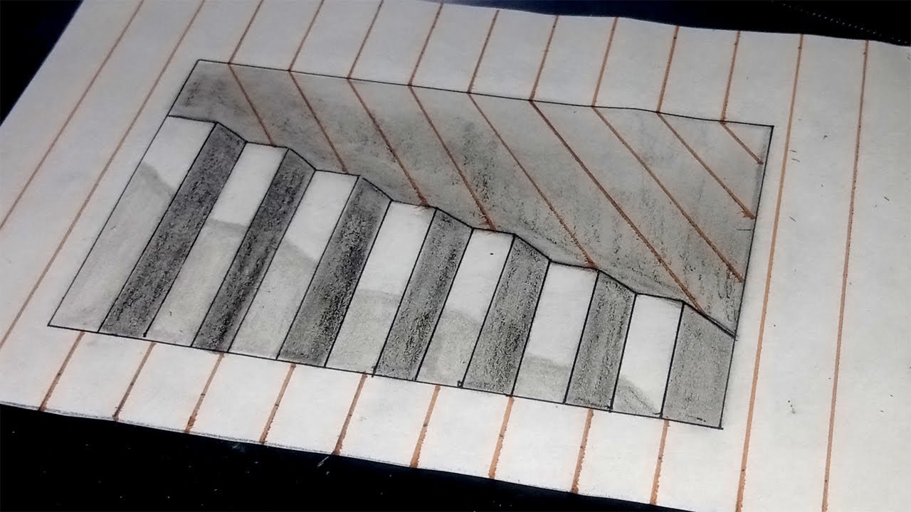 3D Stairs drawing on paper - YouTube
