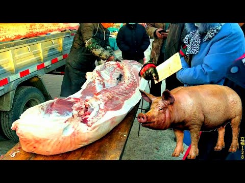 Rural people are very aggressive in buying pork. This man specializes ...