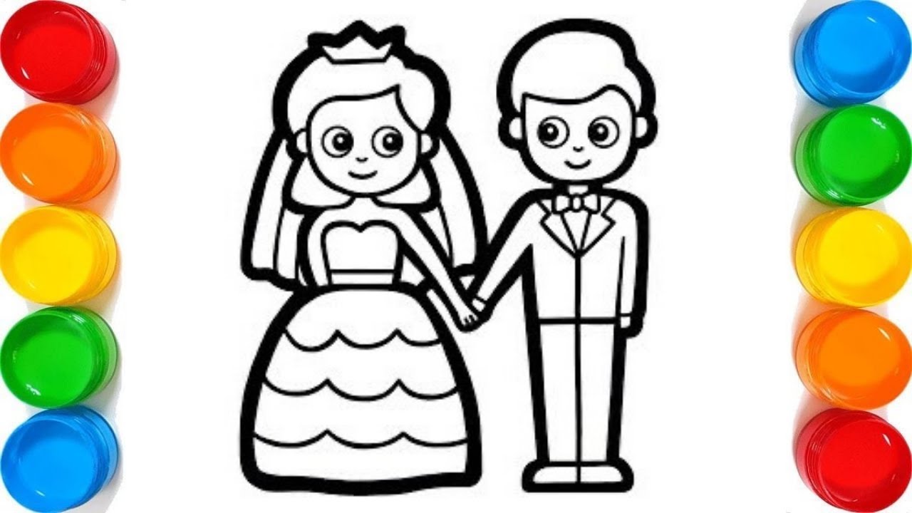 How To Draw a Newly Married Couple | A Groom and a Bride 🤵👰💍 ️ - YouTube
