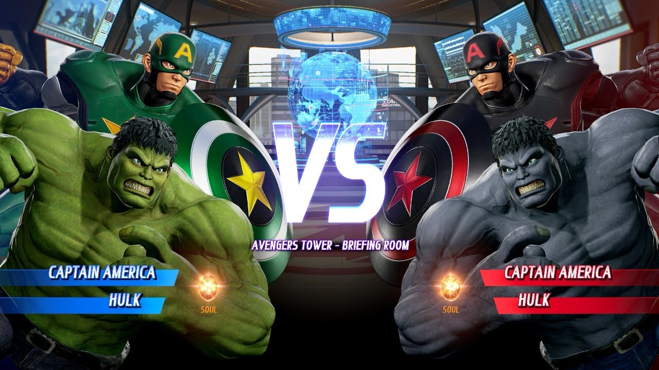 Green Cap & Hulk VS Black Cap & Hulk - Marvel vs Capcom Infinite - YouTube