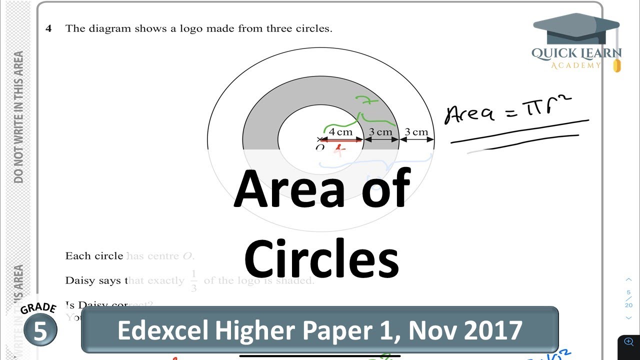 Question 4 - Area of Circles | Edexcel November 2017 Higher Paper 1 ...