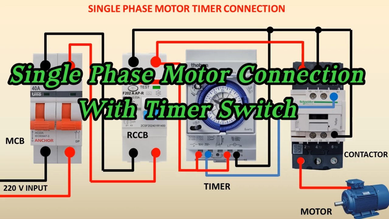 single phase motor timer connection। - YouTube