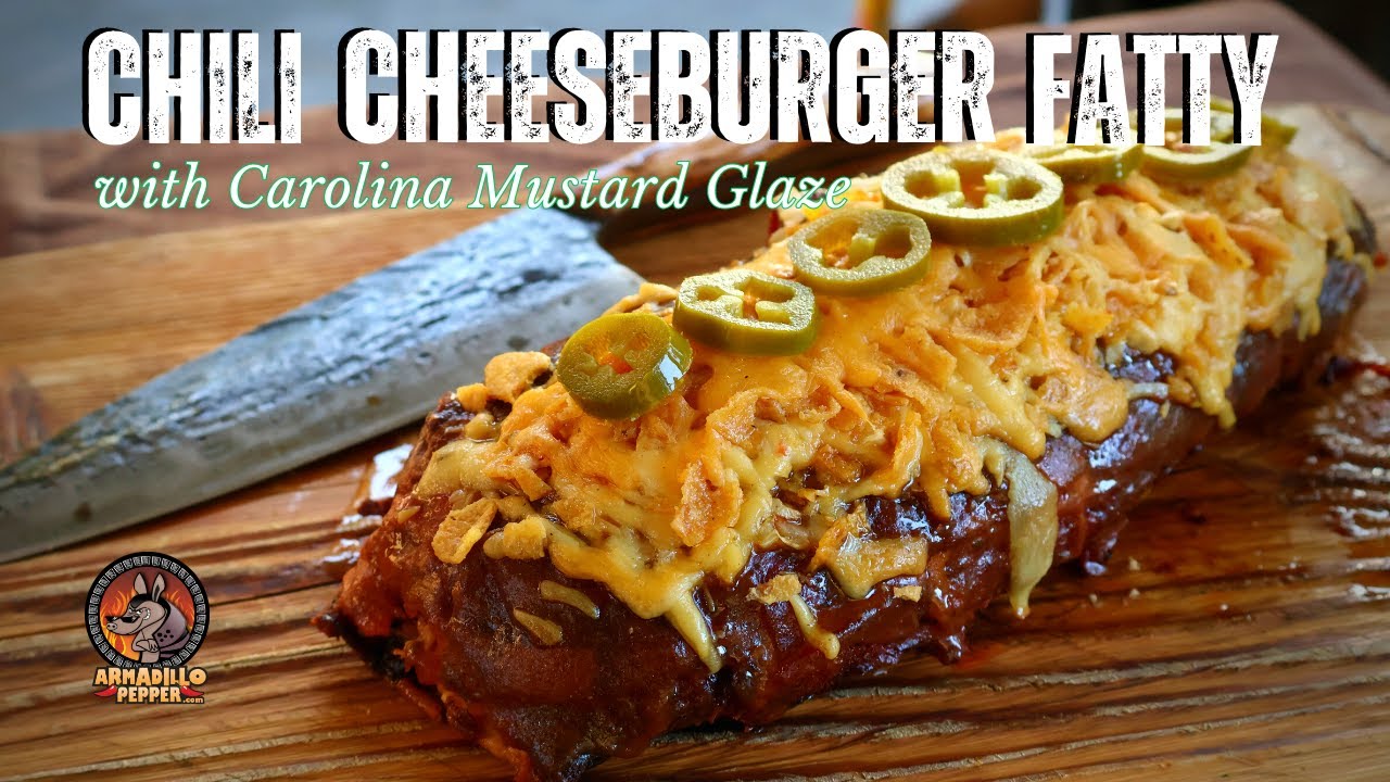 Chili-Cheeseburger Fatty with Carolina Mustard BBQ Sauce - YouTube