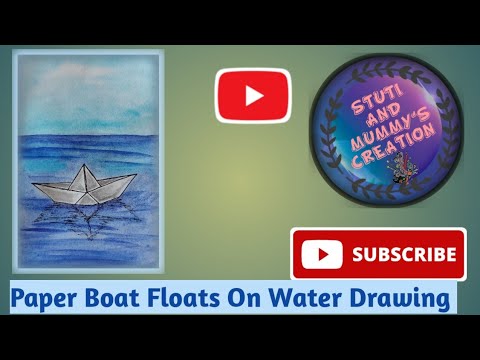 Paper Boat Floats On Water Drawing | Watercolour Scenery | #trending # ...