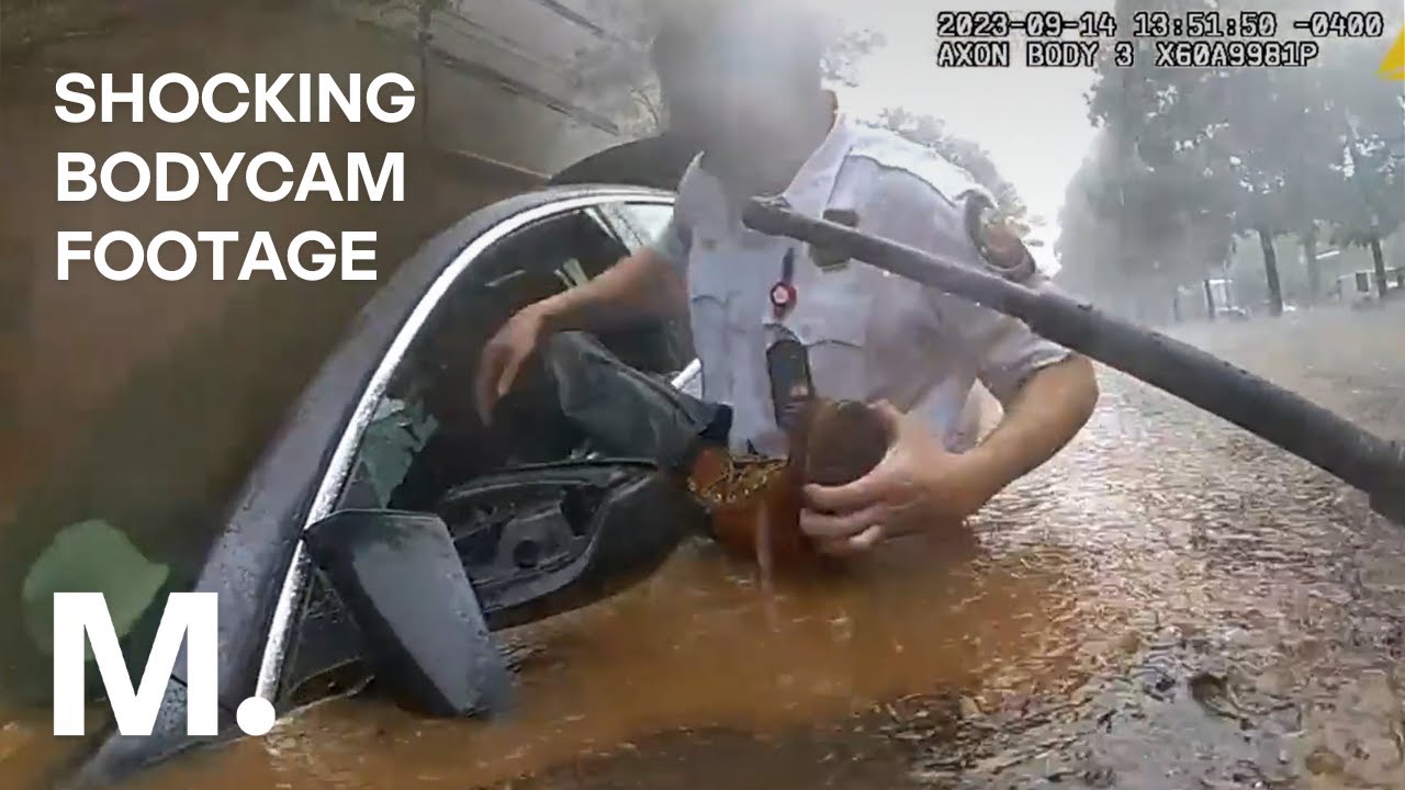 Police Rescue Driver Trapped in Car During Horrific Floods - YouTube