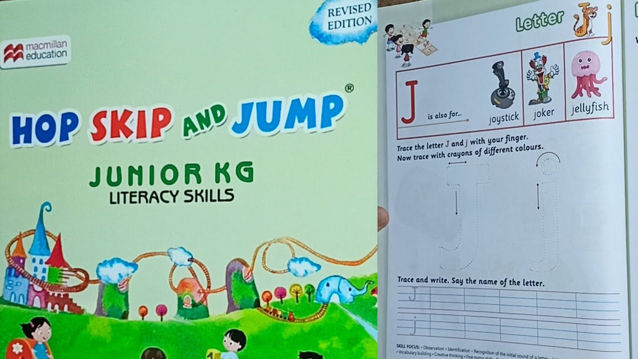 Letter J j / Hop skip and jump junior kg literacy skills pg no 65 66 ...