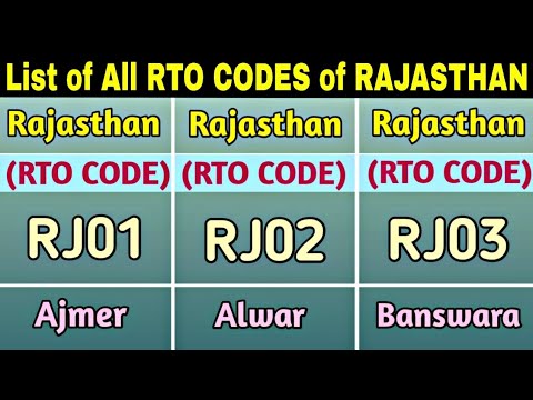 Rajasthan RTO codes for Vehicles Registration || Vehicles Registration ...
