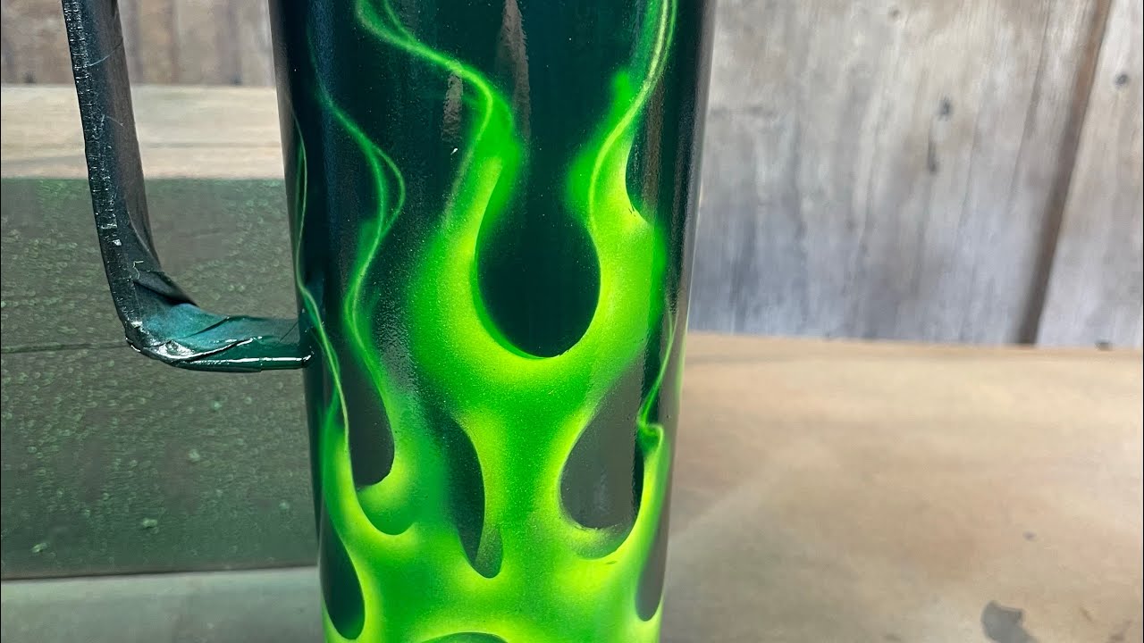 Green true fire painted tumbler @DragonFirePainting - YouTube