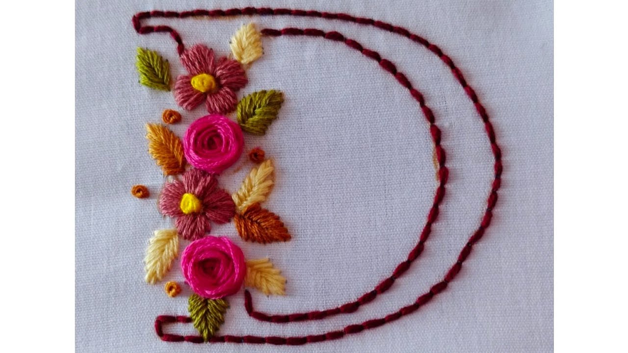Alphabet embroidery designs||letter D embroidery 🪡 - YouTube