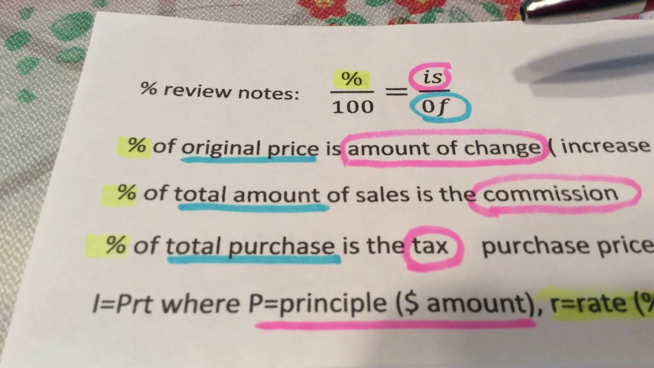 Percent review notes 4-1 - YouTube