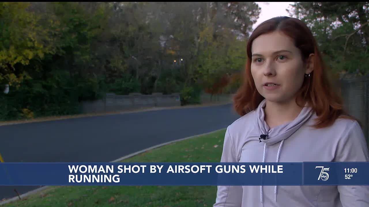 Woman shot by airsoft guns will jogging - YouTube
