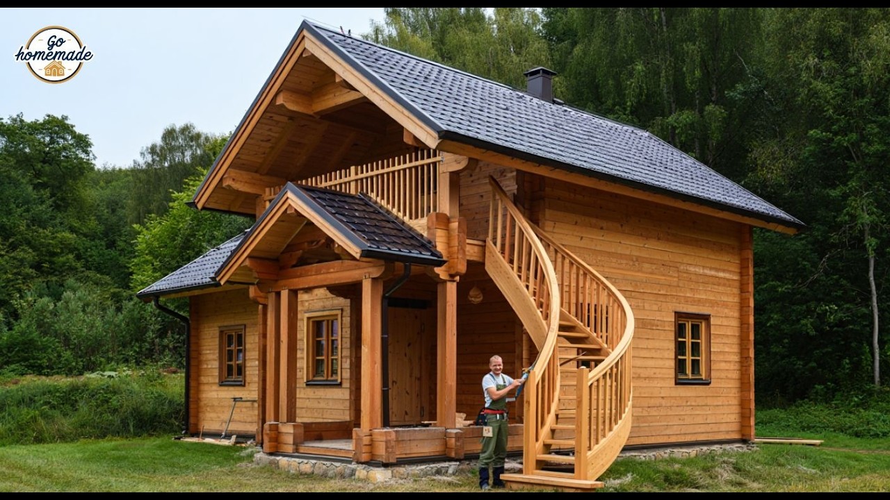 Primitive Wooden House Construction | Full Build from Start to Finish ...