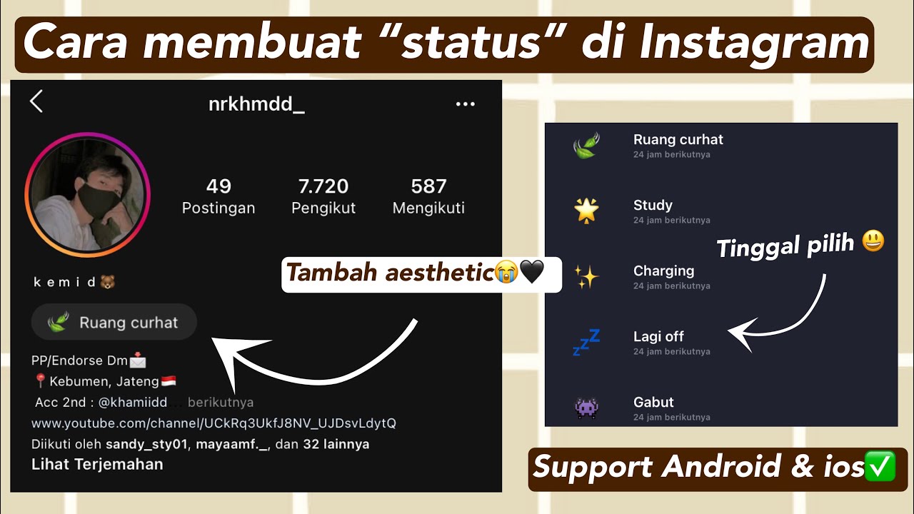 Cara menambahkan”status” di Instagram | Support android & ios - YouTube