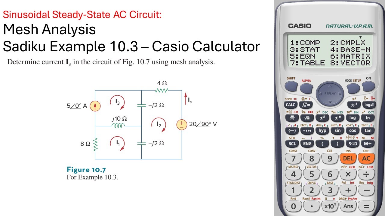 Mesh Analysis - AC Circuit - Solved Example - Sadiku Example 10.3 ...