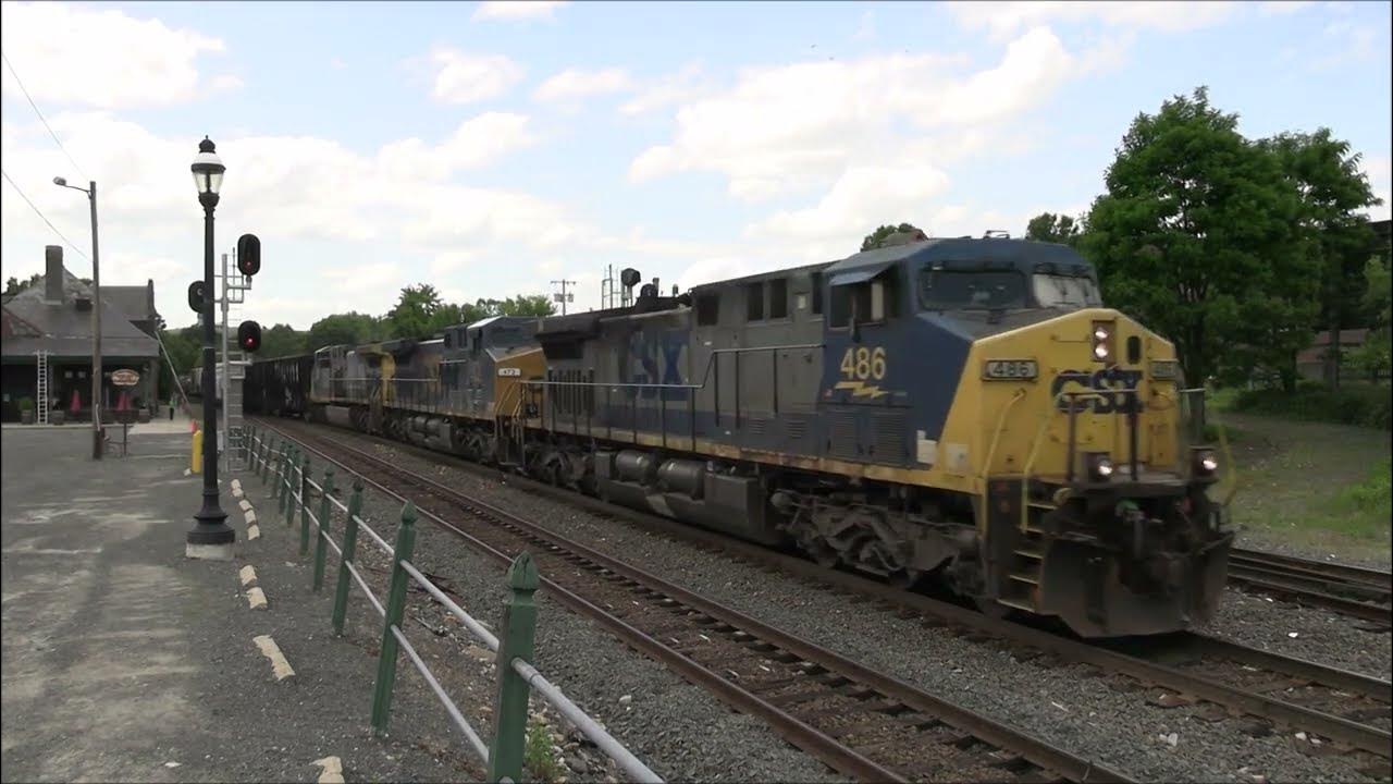 CSX M426 and Amtrak 449 in Palmer, MA! - YouTube