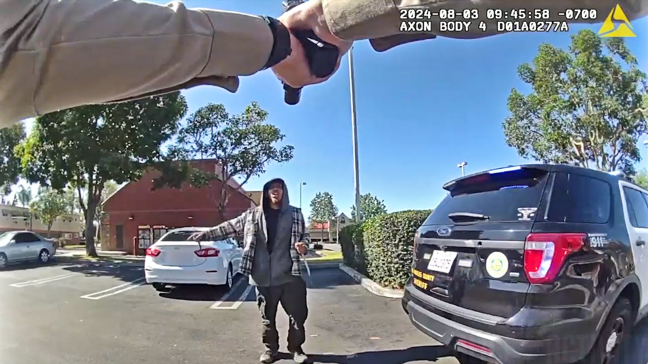 LA County Deputies Shoot Man Wielding Two Knives After Taser Fails - YouTube