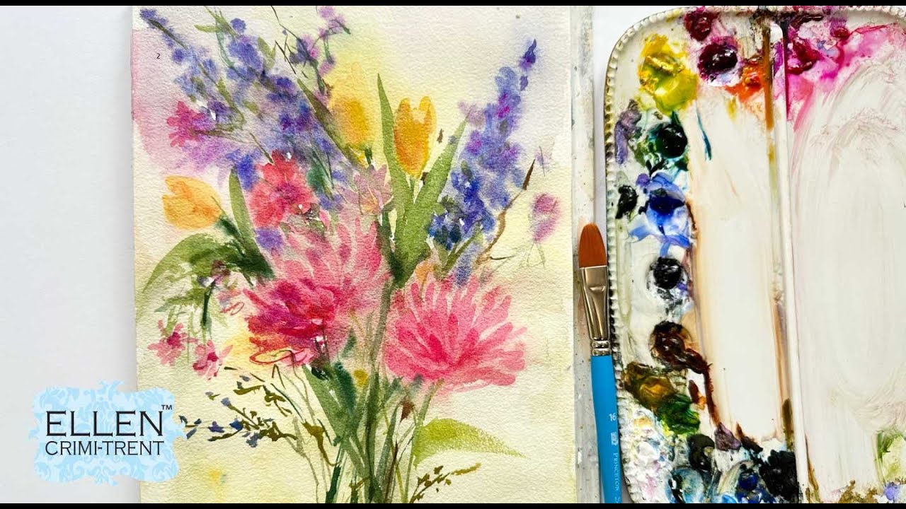 Loose Watercolor Spring Floral - YouTube