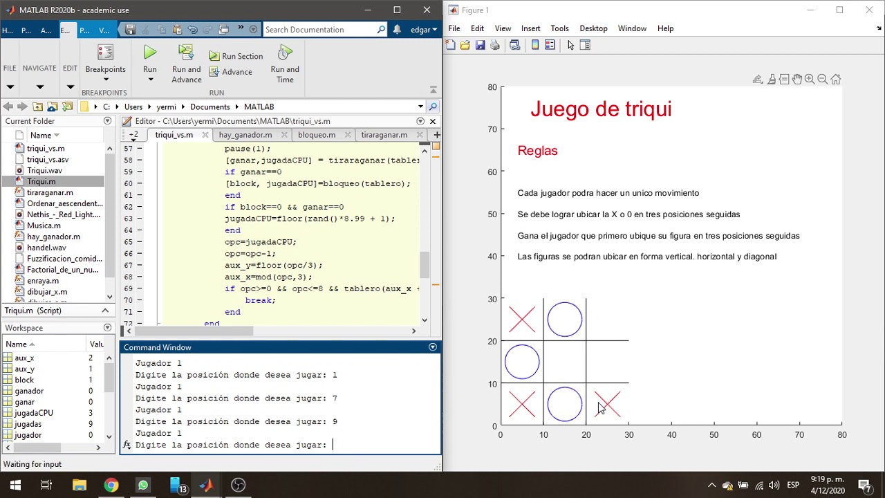 Juego de triqui en Matlab-Edgar Ortega - YouTube