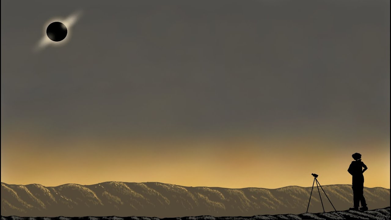 Solar Eclipse landscape || How to Draw in Computer || Drawing in paint ...