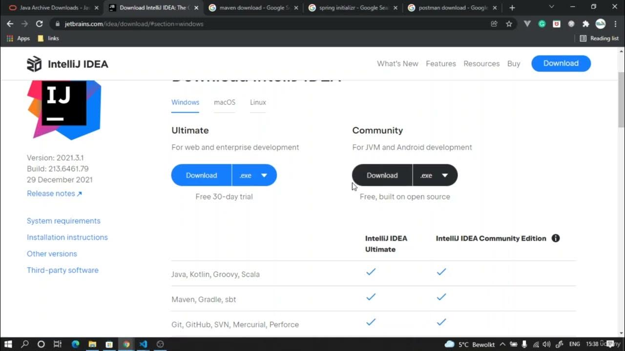 Installing Java Intellij Maven Postman SpringInitializer - YouTube