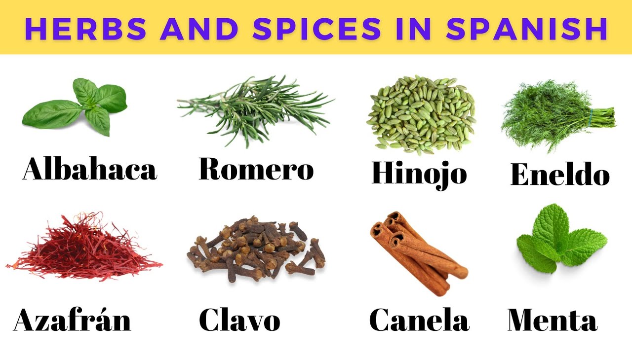 Herbs and Spices vocabulary in Spanish - YouTube