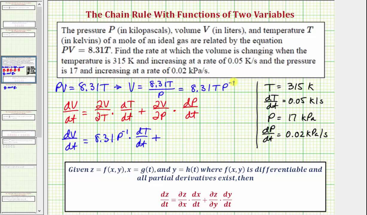 Application of Chain Rule of a Function of Two Variables - Change of Volume - YouTube
