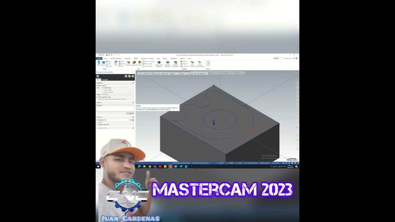Diseño y extruir solido en Mastercam 2023 #mastercam2023 #cnc #diseño - YouTube