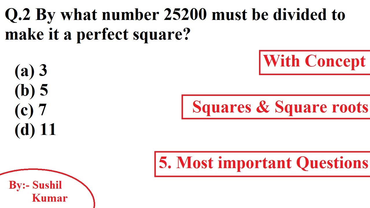 Applications of squares and square roots, Competitive Exams, With ...