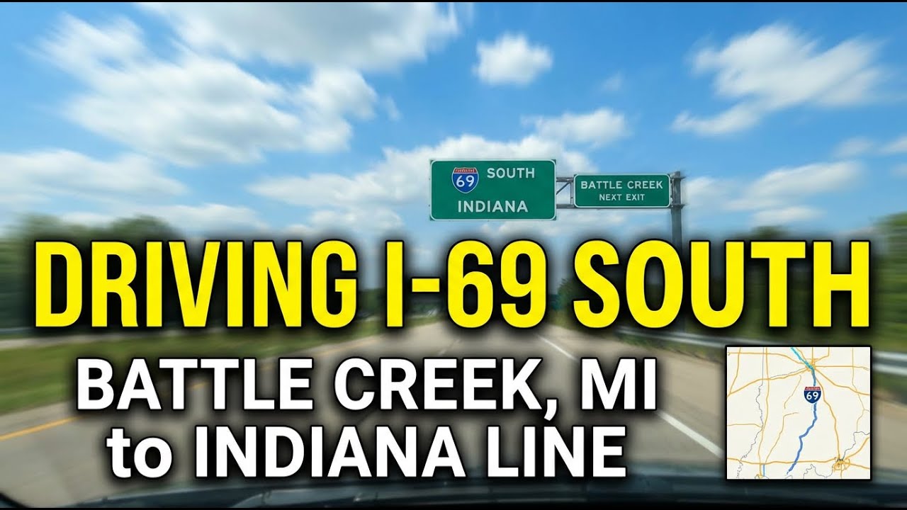 Driving on Interstate 69 from Battle Creek, Michigan to Indiana - YouTube