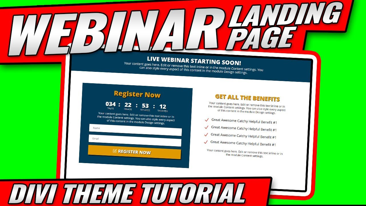Webinar Landing Page Tutorial with Divi Theme - YouTube