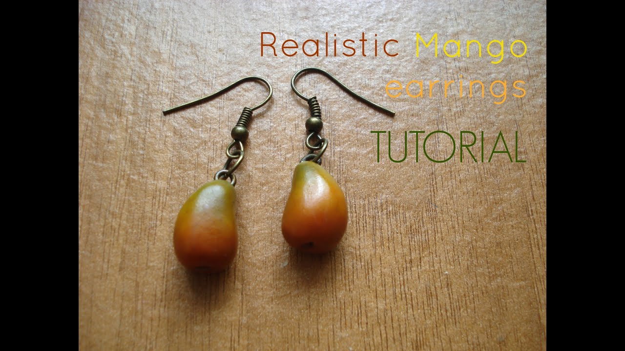 Realistic mango earrings tutorial /summer time - YouTube