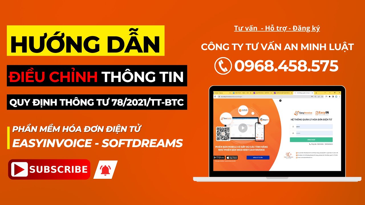 [Softdreams] Hướng dẫn ĐIỀU CHỈNH hóa đơn trên phần mềm EASYINVOICE TT78 (Nộp 04/SS-HĐĐT) - YouTube