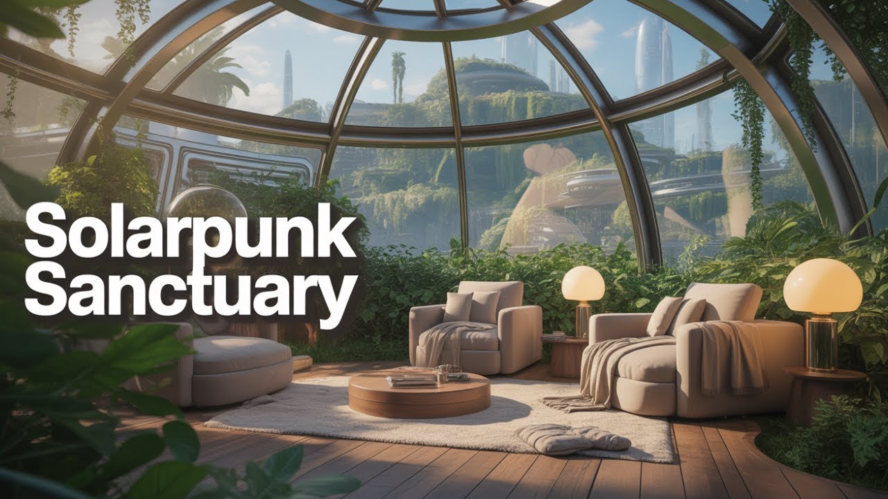 Solarpunk Music for Coding 🌿 Calm Ambient Focus Inside a Future City ...