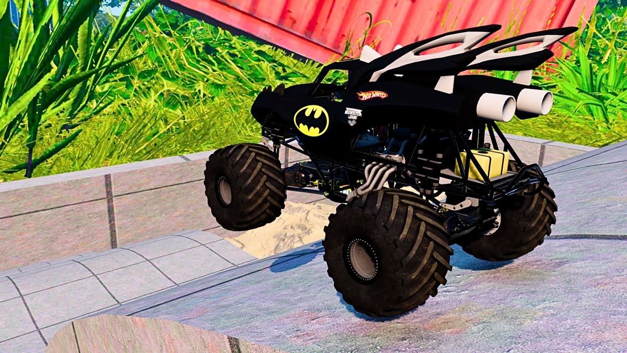BATMAN Monster Jam TRUCK Takes On The Toughest Stairs! - YouTube