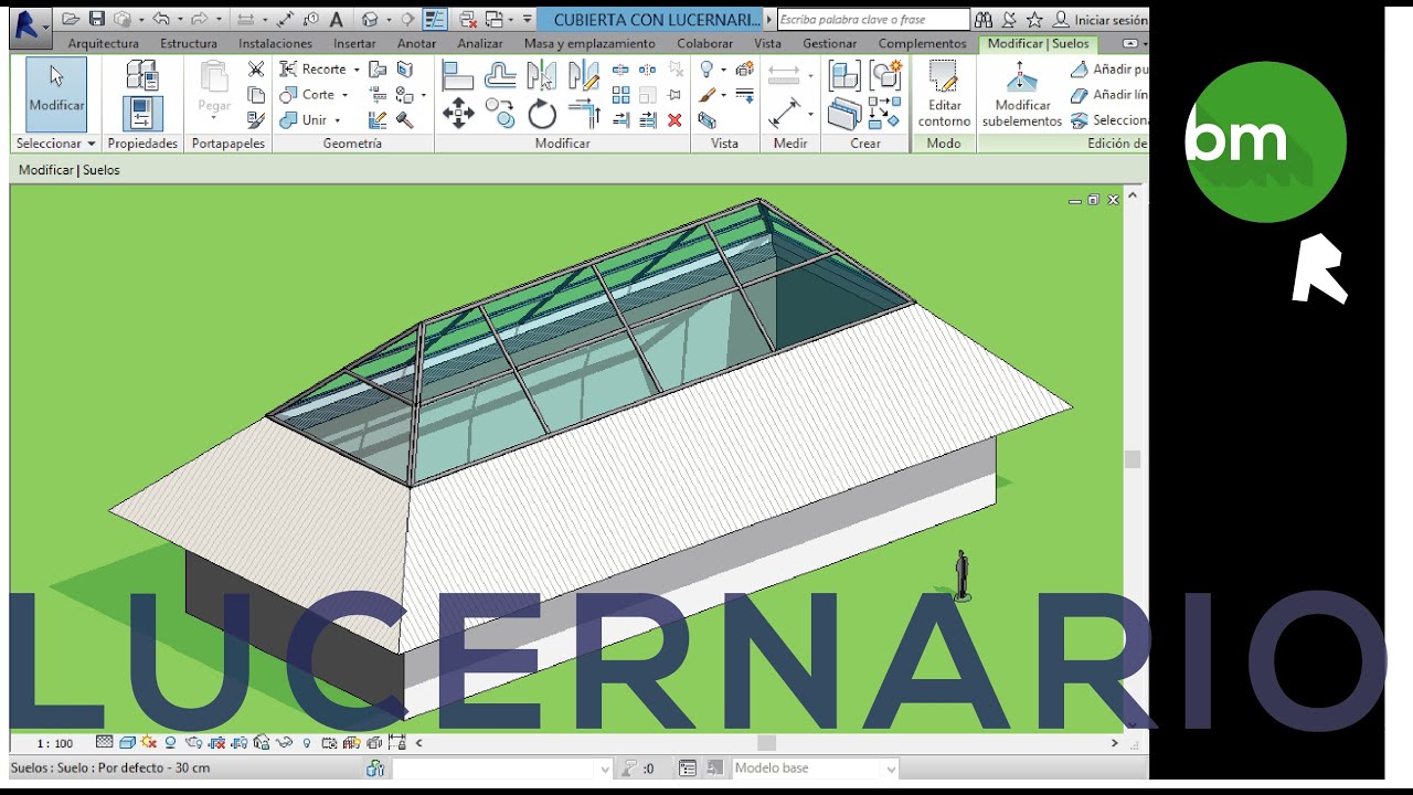 REVIT. Cubierta con Lucernario. - YouTube